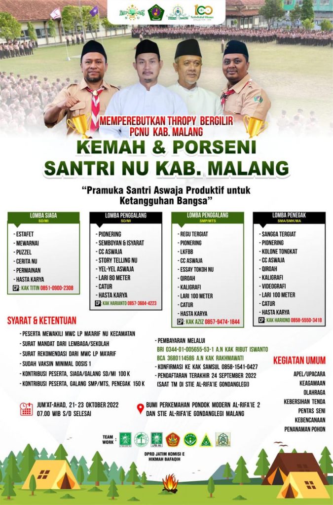 Rayakan Hari Santri Nasional 2022, Sako Ma’arif Gelar Kemah Santri dan Porseni - NUMalang.id Berita